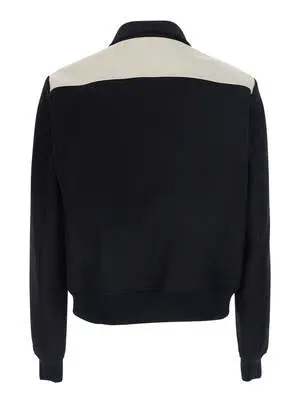 Amiri Black Jacket With Classic Collar And Logo Patch On The Front In Wool Blend For