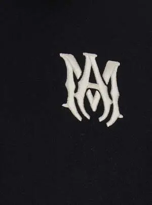 Amiri Black Jacket With Classic Collar And Logo Patch On The Front In Wool Blend For