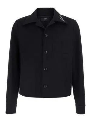 Amiri Black Jacket With Notched Collar With Logo Lettering Embroidery In Cotton For - Multicolor