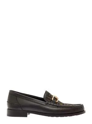 Fendi O'lock Jacquard And Leather Loafers - Multicolor