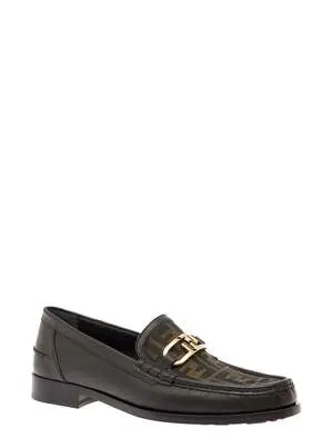 Fendi O'lock Jacquard And Leather Loafers - Multicolor