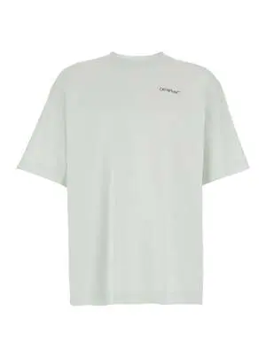 Off-White Light Green T-shirt With Logo On Front In Cotton For - Multicolor