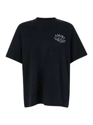 Amiri Black Crewneck T-shirt With Arts District Logo Print In Cotton - Multicolor
