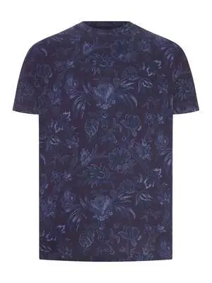 Etro Cotton Jersey T-shirt With Floral Paisley Pattern - Blue