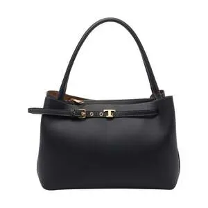TOD'S Small T Signature Leather Handbag - Black