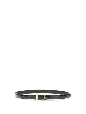 Saint Laurent Crocodile-effect Cassandre Belt