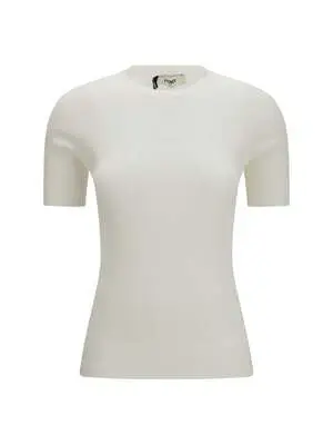 Fendi Short-sleeve Cotton Sweater - White