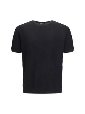 Giorgio Armani Short-sleeved Cotton And Silk Sweater - Black
