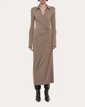 Helmut Lang Stretch Jersey Twisted Shirt Dress