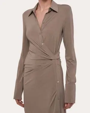 Helmut Lang Stretch Jersey Twisted Shirt Dress