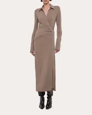 Helmut Lang Stretch Jersey Twisted Shirt Dress
