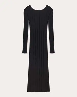 Helmut Lang Wide Rib Knit Boatneck Midi Dress