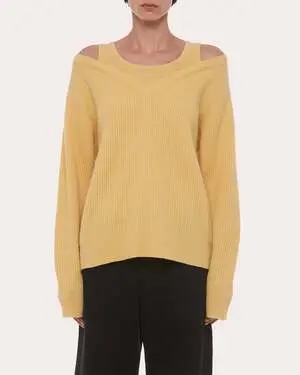 Helmut Lang Ribbed Wool Layered V-neck Sweater