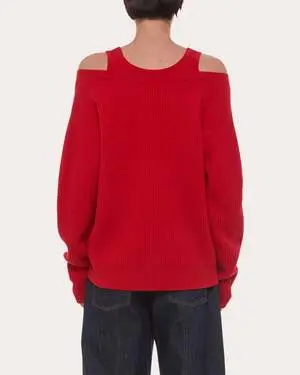 Helmut Lang Ribbed Wool Layered V-neck Sweater