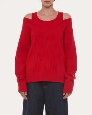 Helmut Lang Ribbed Wool Layered V-neck Sweater
