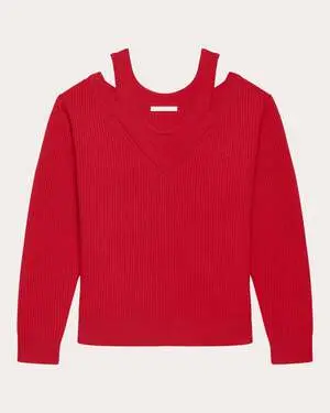 Helmut Lang Ribbed Wool Layered V-neck Sweater