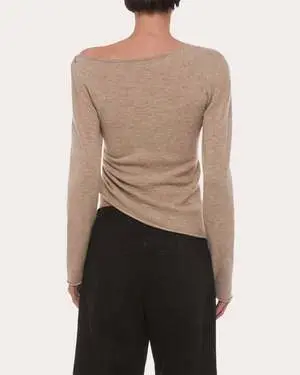 Helmut Lang Wool Asymmetric Drape Top