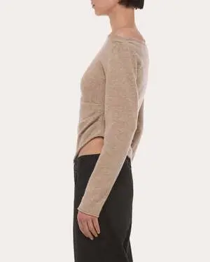 Helmut Lang Wool Asymmetric Drape Top