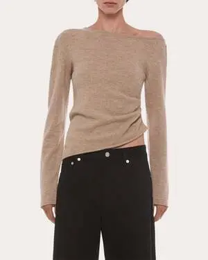 Helmut Lang Wool Asymmetric Drape Top
