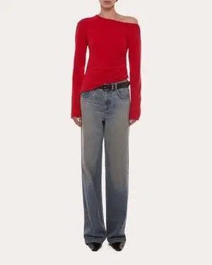 Helmut Lang Wool Asymmetric Drape Top