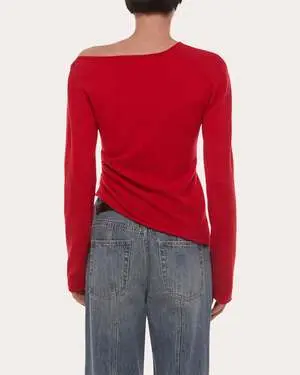 Helmut Lang Wool Asymmetric Drape Top