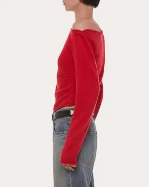 Helmut Lang Wool Asymmetric Drape Top