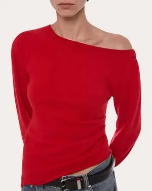 Helmut Lang Wool Asymmetric Drape Top