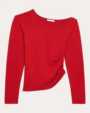 Helmut Lang Wool Asymmetric Drape Top