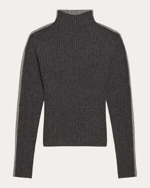 Helmut Lang Ribbed Wool Mock Neck Sweater