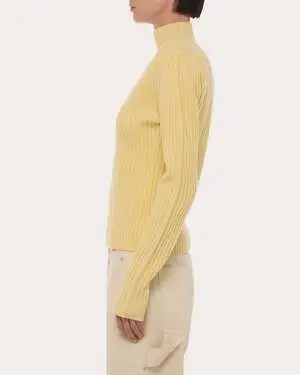 Helmut Lang Ribbed Wool Mock Neck Sweater