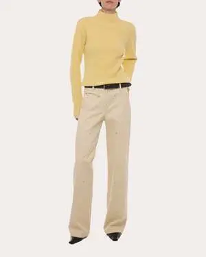 Helmut Lang Ribbed Wool Mock Neck Sweater
