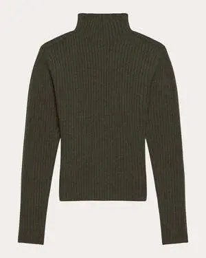 Helmut Lang Ribbed Wool Mock Neck Sweater