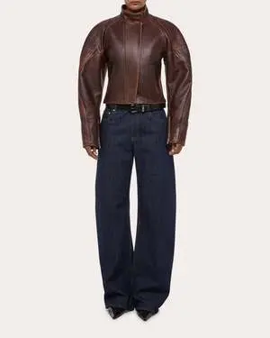 Helmut Lang Leather Cropped Saddle Jacket