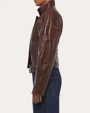 Helmut Lang Leather Cropped Saddle Jacket