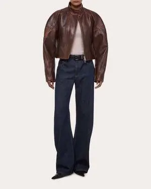 Helmut Lang Leather Cropped Saddle Jacket