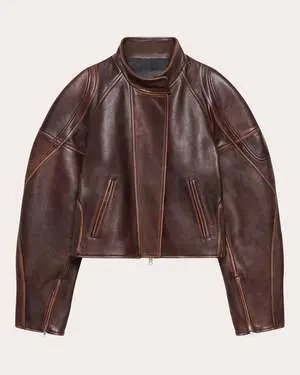 Helmut Lang Leather Cropped Saddle Jacket