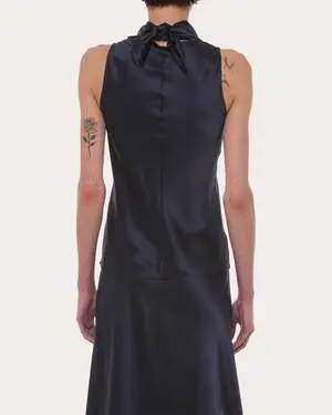 Helmut Lang Silk Tie-neck Sleeveless Blouse