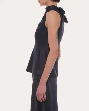 Helmut Lang Silk Tie-neck Sleeveless Blouse