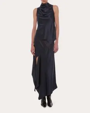Helmut Lang Silk Tie-neck Sleeveless Blouse