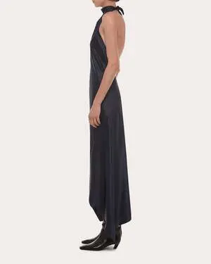 Helmut Lang Silk Tie Scarf Halter Dress