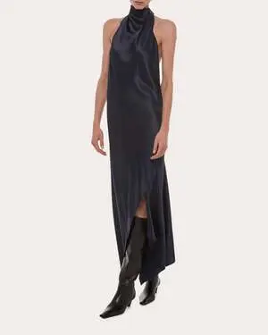 Helmut Lang Silk Tie Scarf Halter Dress