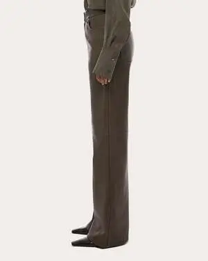 Helmut Lang Bonded Leather Relaxed Bootcut Jeans