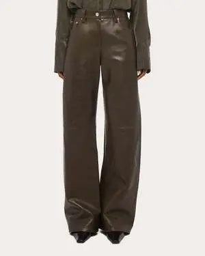 Helmut Lang Bonded Leather Relaxed Bootcut Jeans
