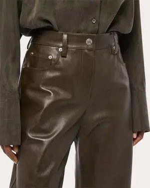 Helmut Lang Bonded Leather Relaxed Bootcut Jeans