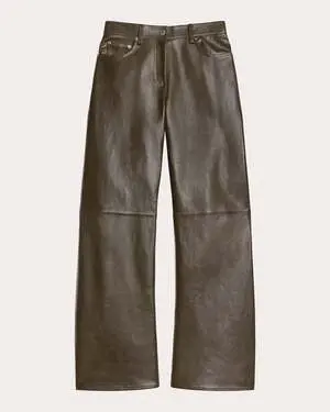 Helmut Lang Bonded Leather Relaxed Bootcut Jeans