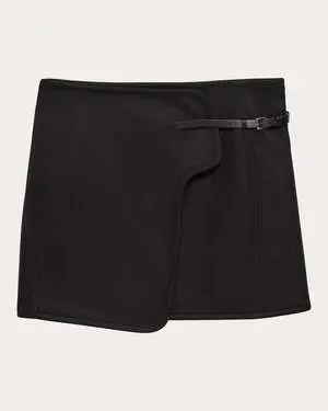 Helmut Lang Twill Saddle Mini Wrap Skirt