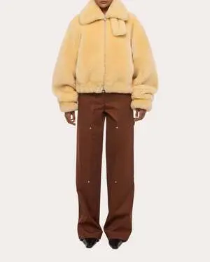Helmut Lang Shearling Bomber Jacket - Yellow