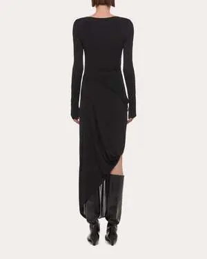 Helmut Lang Stretch Jersey Twisted Drape Dress