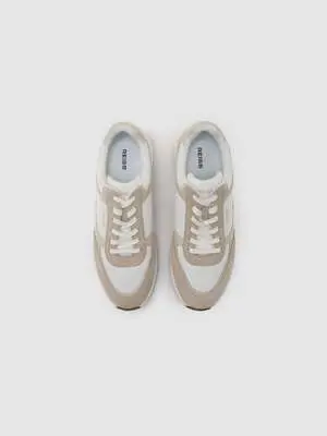 REISS Hudson Suede-trim Runner Trainers - Off White