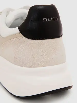 REISS Hudson Suede-trim Runner Trainers - White/light Grey